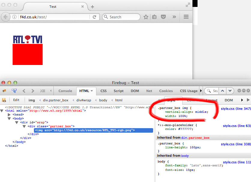 Html Vertical Align An Img Inside A Div My Live Site Differs To Jsfiddle Why Stack Overflow